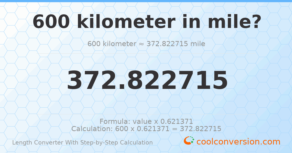 How Many Miles Is 600km