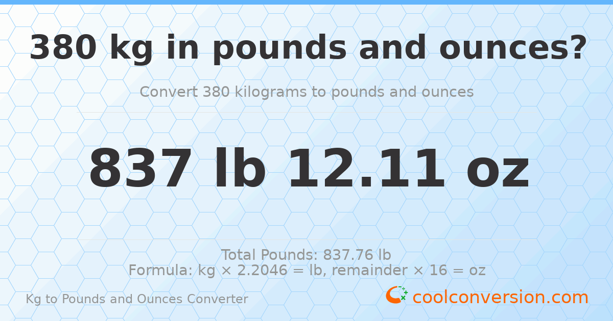 380 Kg To Pounds